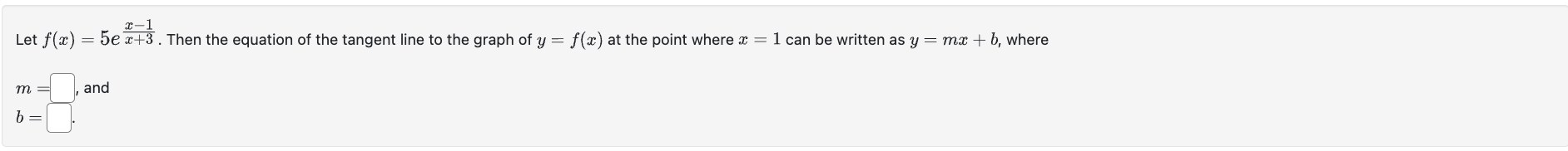 Solved Let f(x)=5ex-1x+3. ﻿Then the equation of the tangent | Chegg.com
