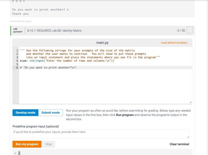 Solved Overview Create A Program That Will Print An Identity 