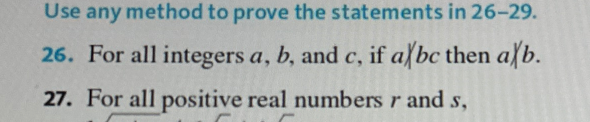 Solved Use any method to prove the statements in 26-29.27. | Chegg.com