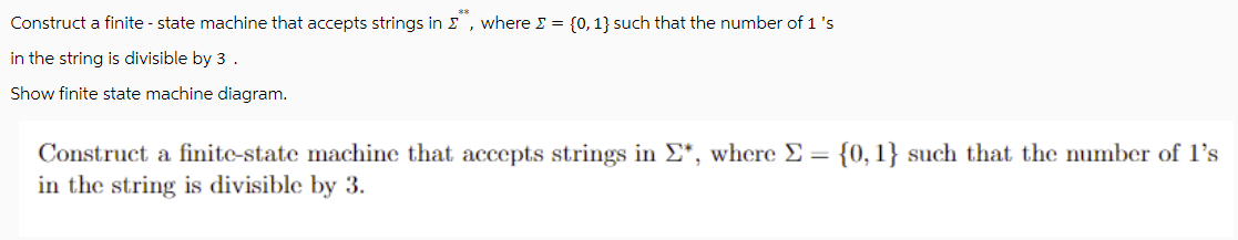 Solved Construct a finite - ﻿state machine that accepts | Chegg.com