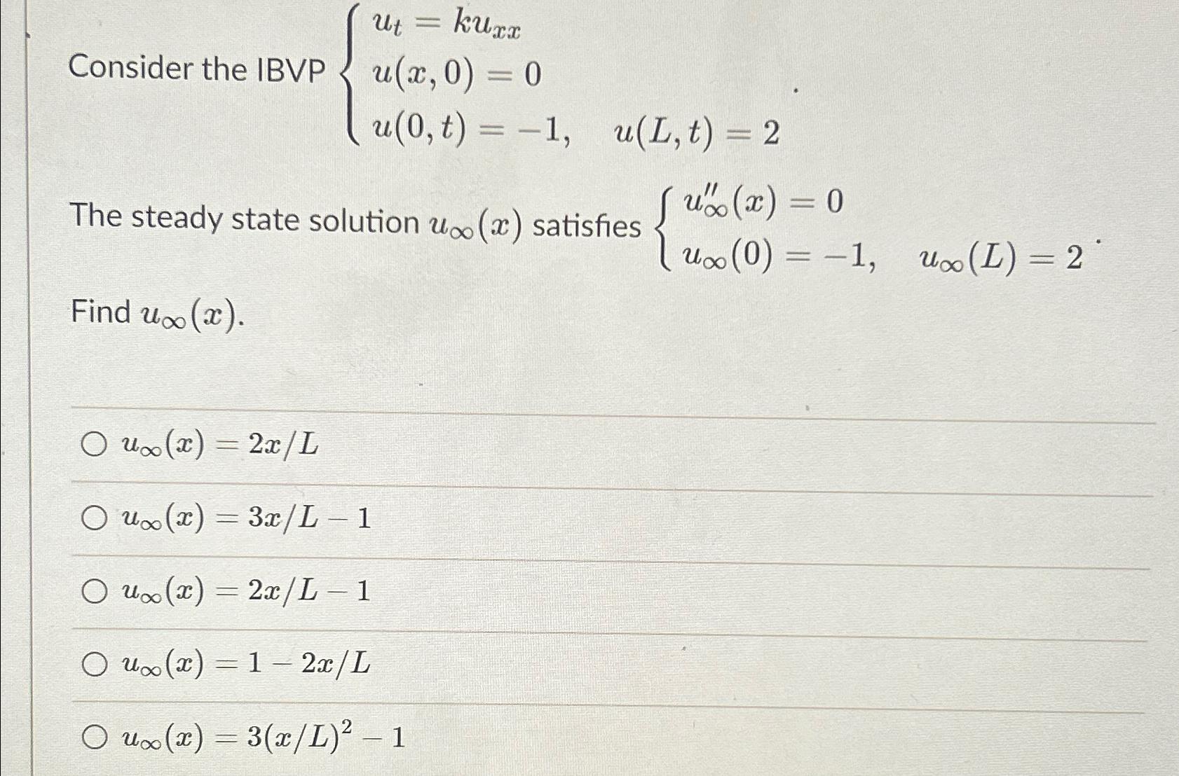 Solved Consider the IBVP | Chegg.com