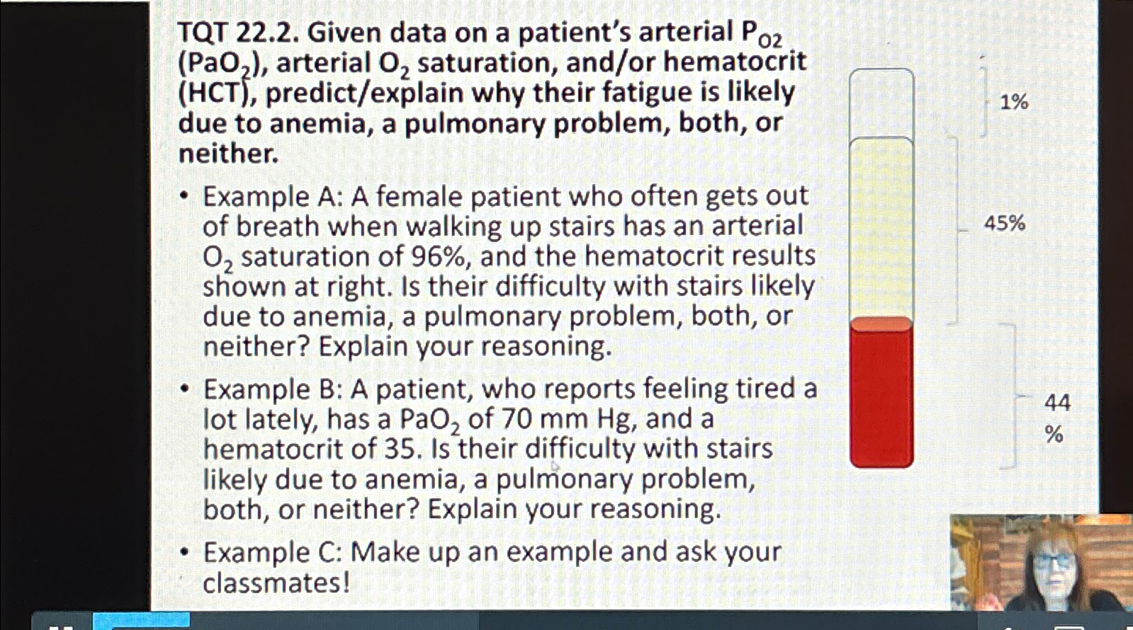 Solved TQT 22.2. ﻿Given data on a patient's arterial | Chegg.com