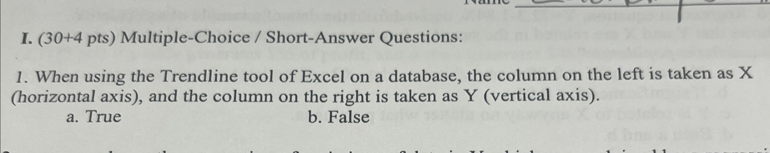 Solved I. pts) ﻿Multiple-Choice / ﻿Short-Answer | Chegg.com