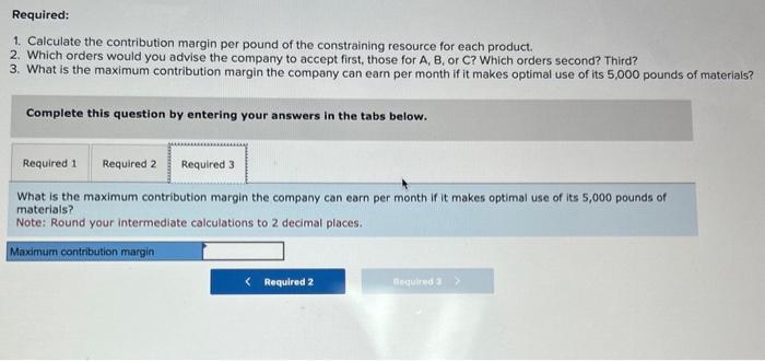 Required: 1. Calculate the contribution margin per | Chegg.com