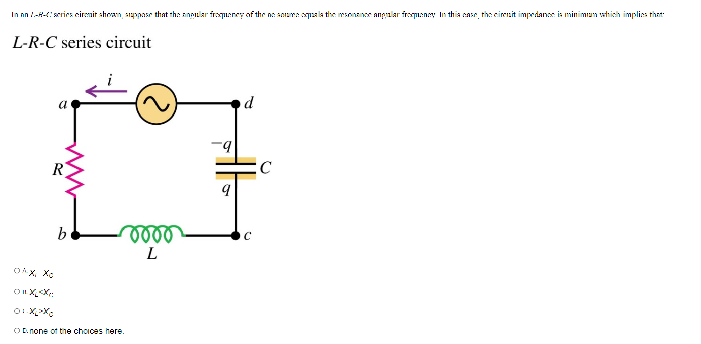 Solved In an L-R-C ﻿series circuit shown, suppose that the | Chegg.com