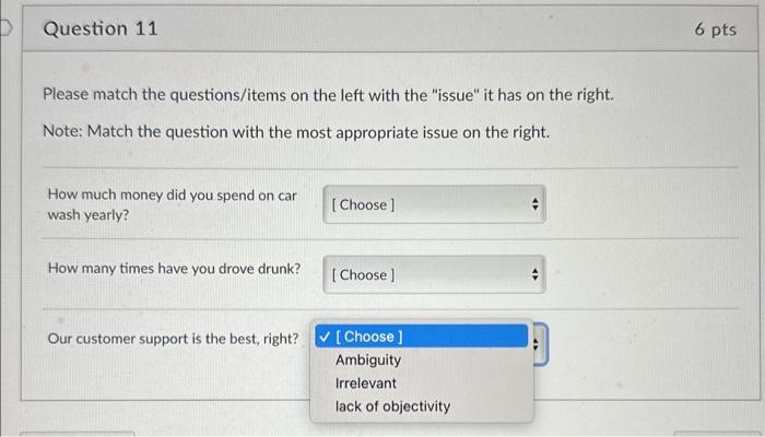 Solved Please match the questions/items on the left with the | Chegg.com