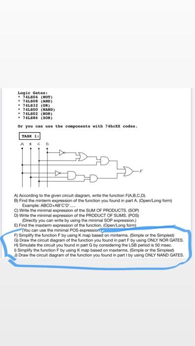 Solved Logic Gates: +74LS04 (NOT) +74LSOS (AND) • 74LS32 | Chegg.com