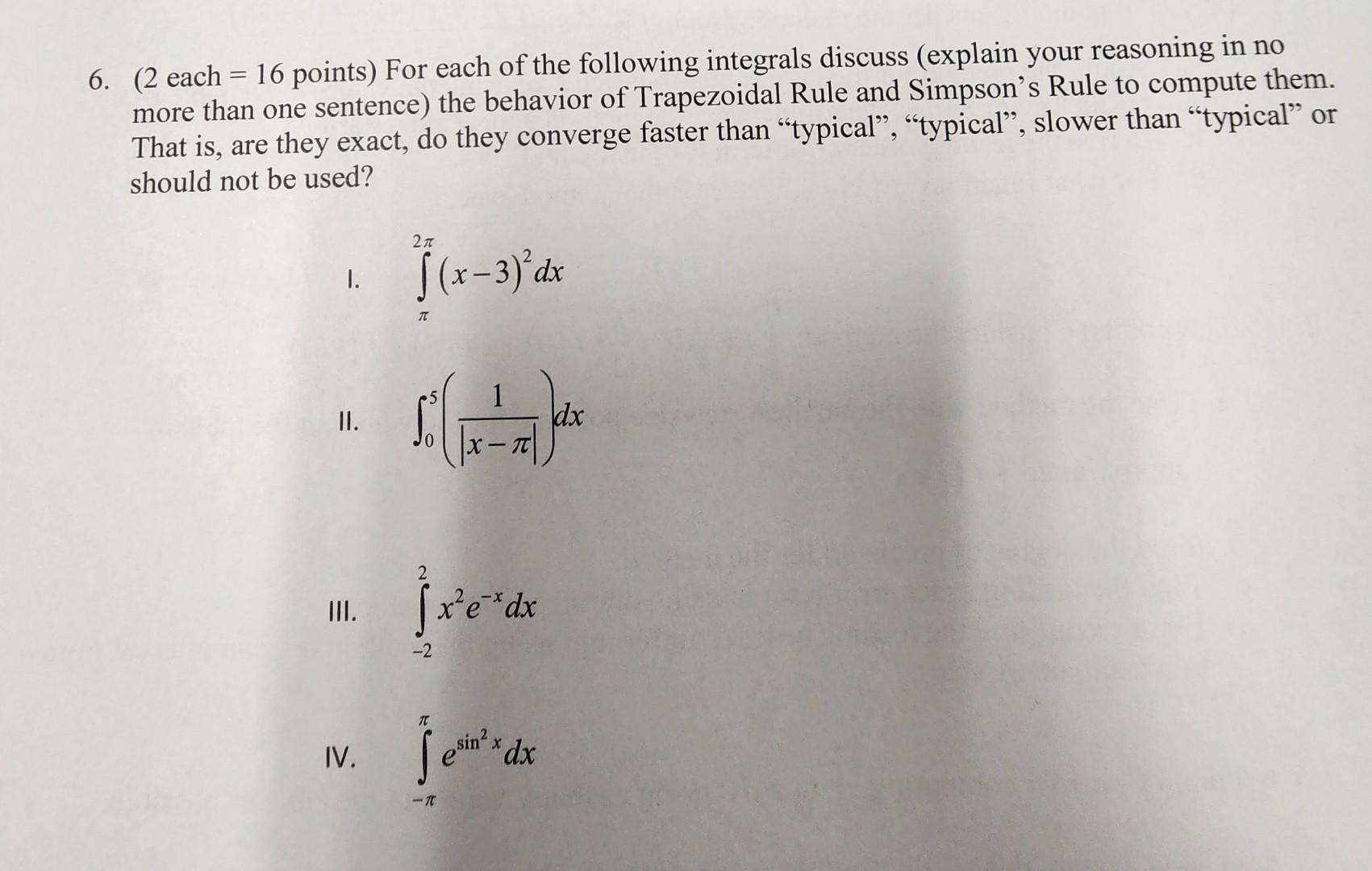 Solved (2 each =16 points) For each of the following | Chegg.com
