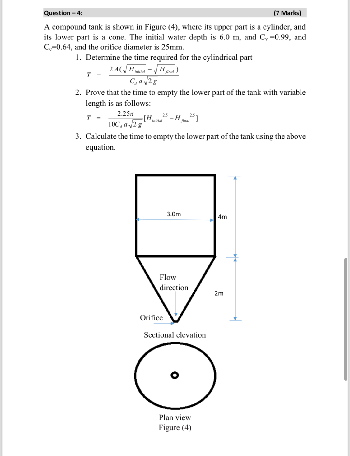 Solved Question - 4:(7 ﻿Marks)A compound tank is shown in | Chegg.com