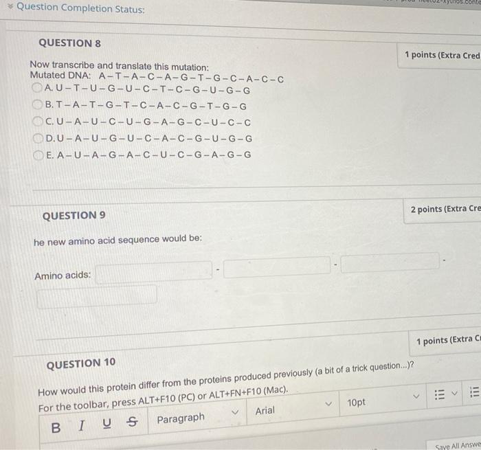 Solved yos.conte * Question Completion Status: QUESTION 8 1 | Chegg.com