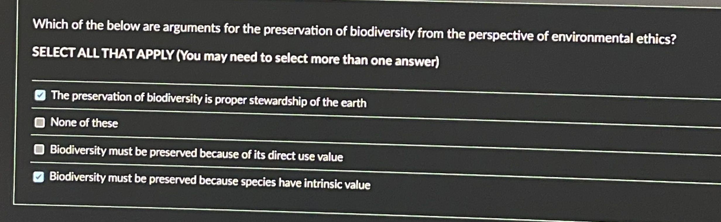 Solved Which of the below are arguments for the preservation | Chegg.com