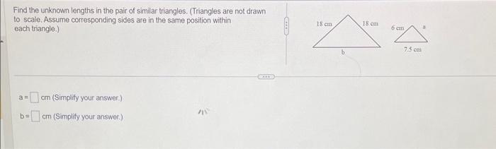 Solved Find the unknown lengths in the pair of similar | Chegg.com