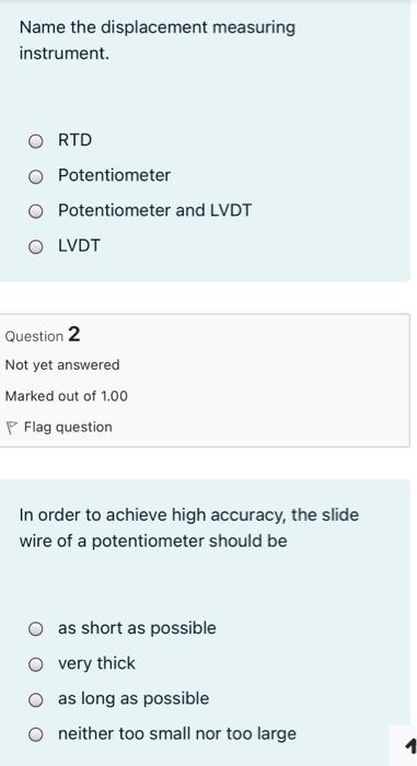 Solved Name the displacement measuring instrument RTD | Chegg.com