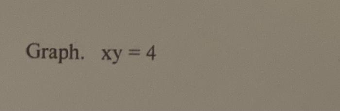 Solved Graph. xy = 4 | Chegg.com