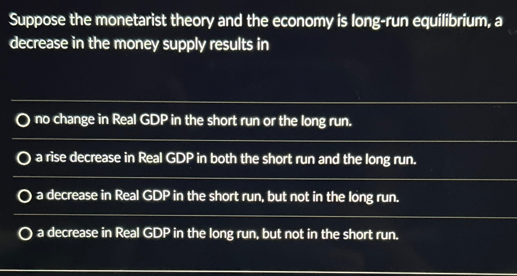 Solved Suppose the monetarist theory and the economy is | Chegg.com