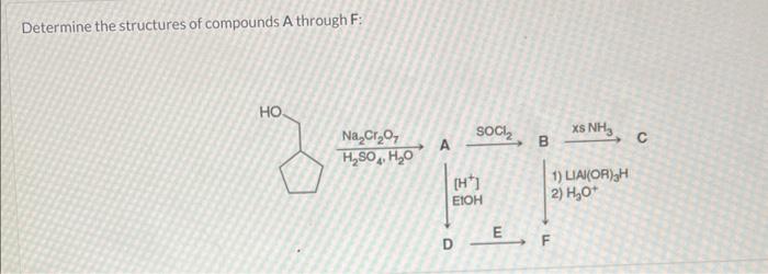 Solved Determine the structures of compounds A through F: | Chegg.com