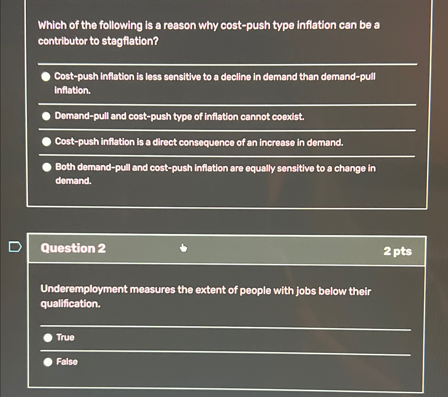 Solved Which of the following is a reason why cost-push type | Chegg.com