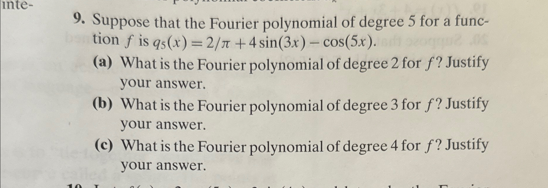 Solved Suppose that the Fourier polynomial of degree 5 ﻿for | Chegg.com