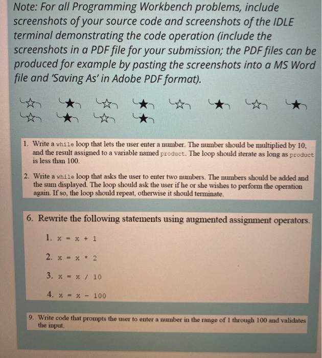 Solved Note: For all Programming Workbench problems, include | Chegg.com
