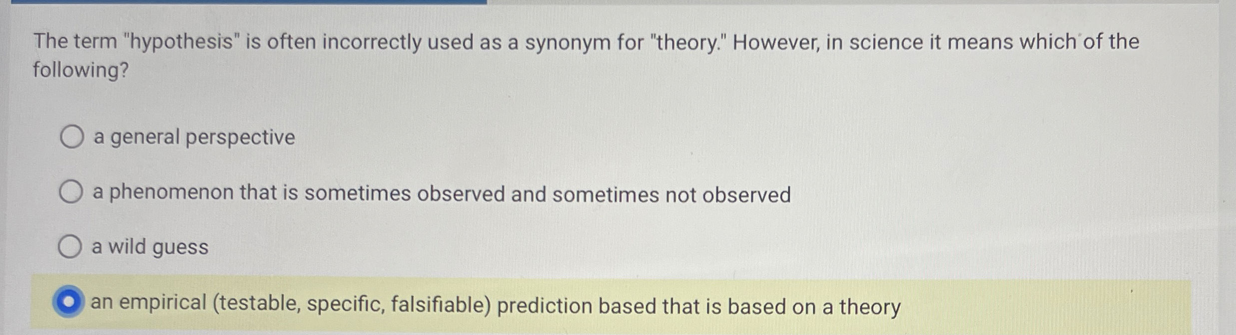 Solved The term "hypothesis" is often incorrectly used as a | Chegg.com
