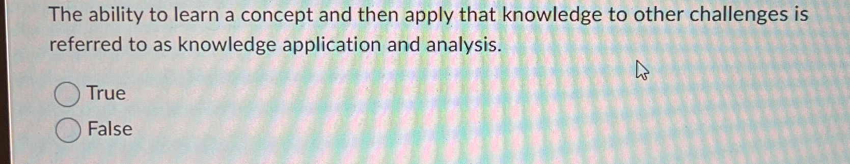 Solved The ability to learn a concept and then apply that | Chegg.com