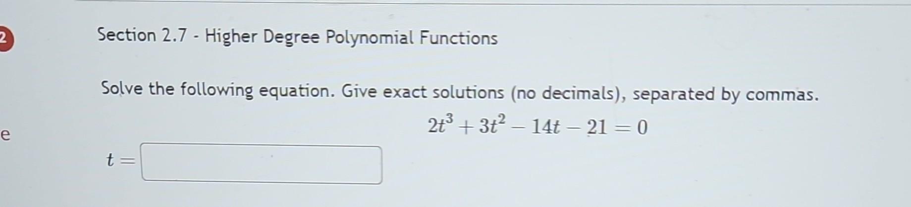 Solved Section 2.7 - Higher Degree Polynomial Functions | Chegg.com