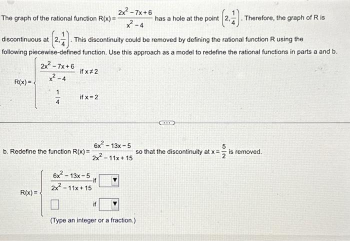 Solved 2x² - 7x+6 The graph of the rational function R(x) = | Chegg.com