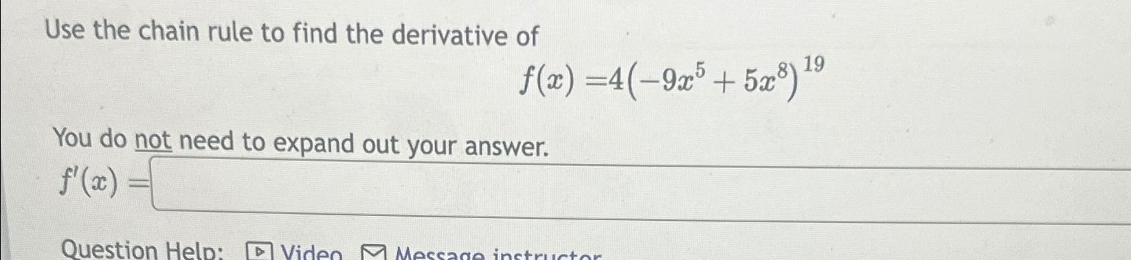 Solved Use the chain rule to find the derivative | Chegg.com