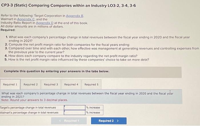Solved CP3-3 (Static) Comparing Companies within an Industry | Chegg.com
