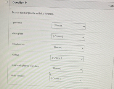 Solved Question 91 ﻿ptsMatch each organelle with its | Chegg.com