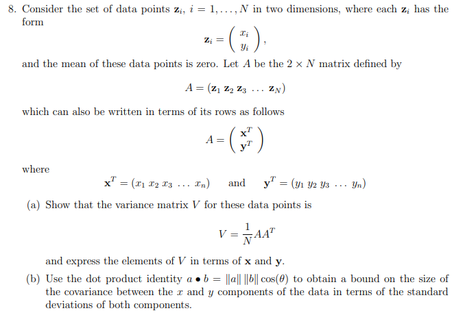 Solved Consider the set of data points zi,i=1,dots,N ﻿in two | Chegg.com