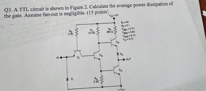 Q3. A TTL circuit is shown in Figure 2. Calculate the | Chegg.com