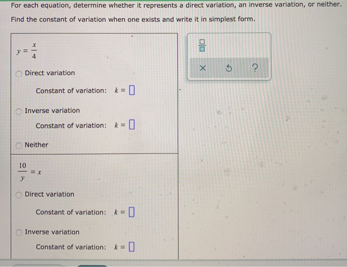 Solved For each equation, determine whether it represents a | Chegg.com