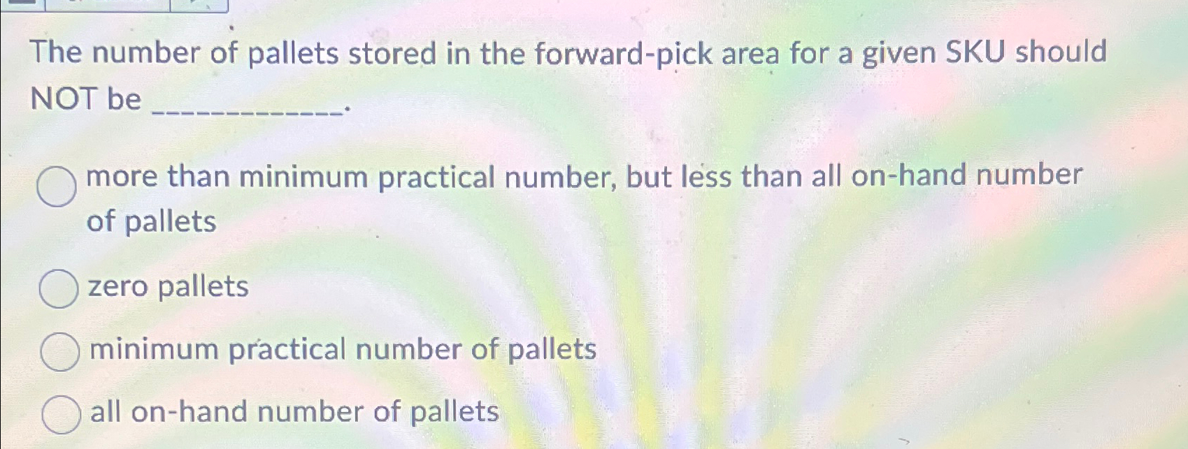 Solved The number of pallets stored in the forward-pick area | Chegg.com