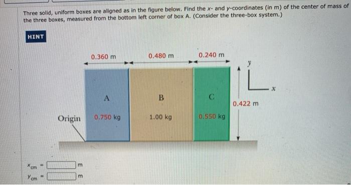 Solved Three solid, uniform boxes are aligned as in the | Chegg.com