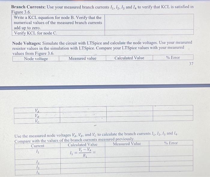 Solved Branch Currents: Use your measured branch currents | Chegg.com