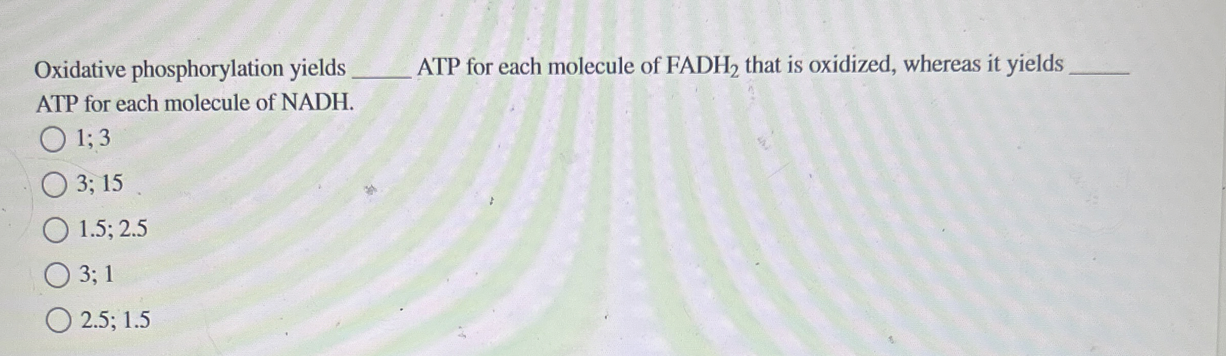 Solved Oxidative phosphorylation yields ATP for each | Chegg.com