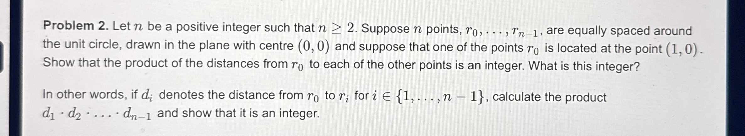 Solved Problem 2. ﻿Let n ﻿be a positive integer such that | Chegg.com