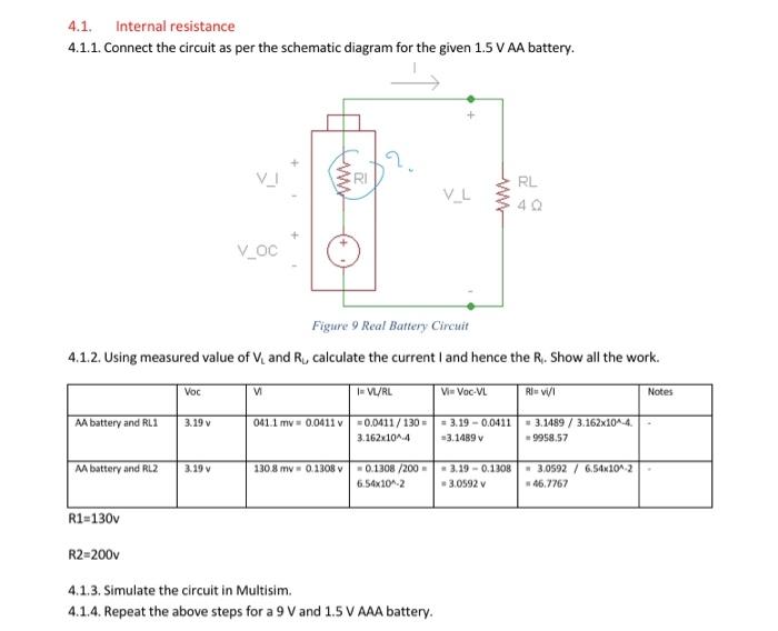 4.1. Internal resistance 4.1.1. Connect the circuit | Chegg.com