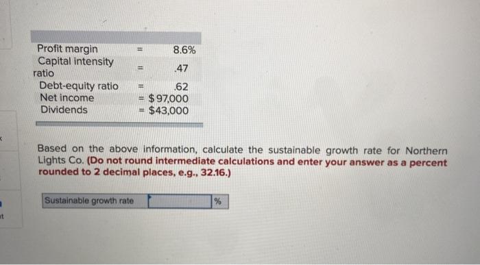 Solved 8.6% - 47 Profit margin Capital intensity ratio | Chegg.com