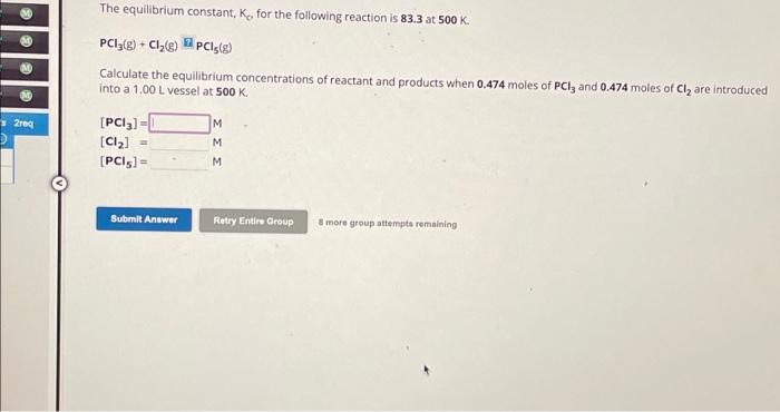 Solved The equilibrium constant, K0 for the following | Chegg.com