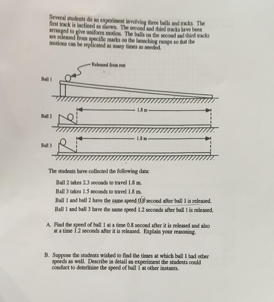 Solved Several students do an experiment involving three | Chegg.com