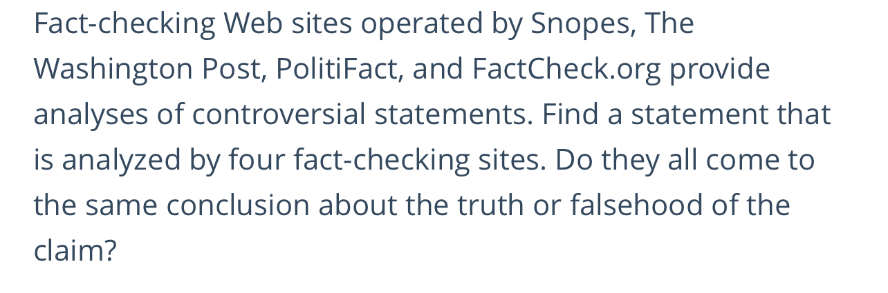 Solved Fact-checking Web sites operated by Snopes, The | Chegg.com