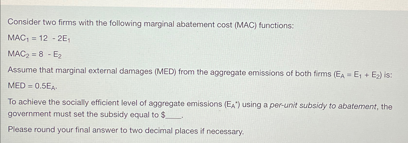 Solved Consider two firms with the following marginal | Chegg.com