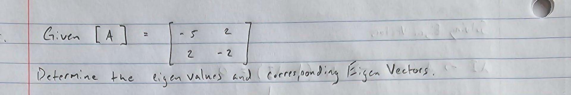 Solved Given Determine the eigen values and corres,oonding | Chegg.com