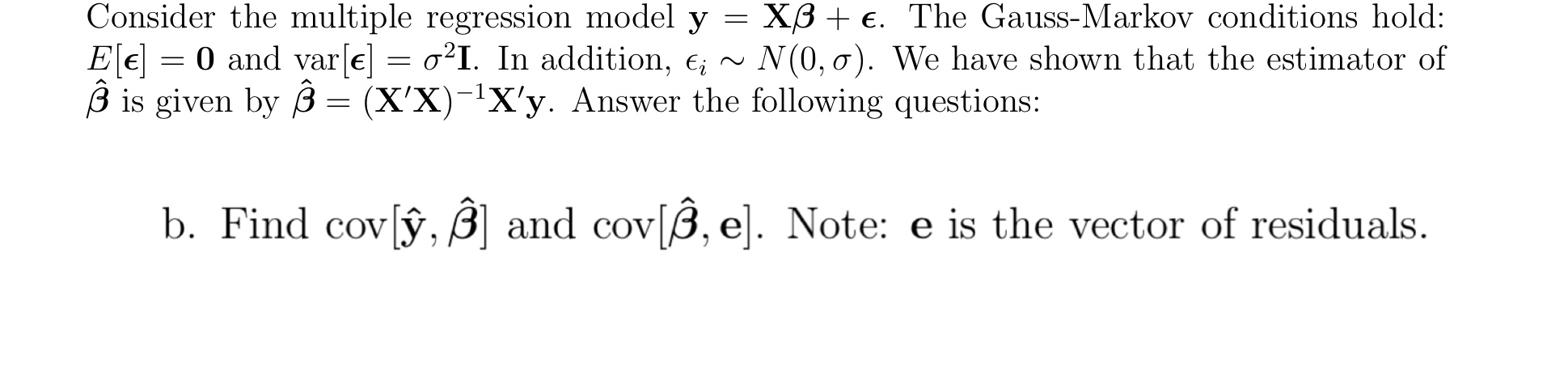 Solved Consider the multiple regression model y=xβ+εlon. | Chegg.com