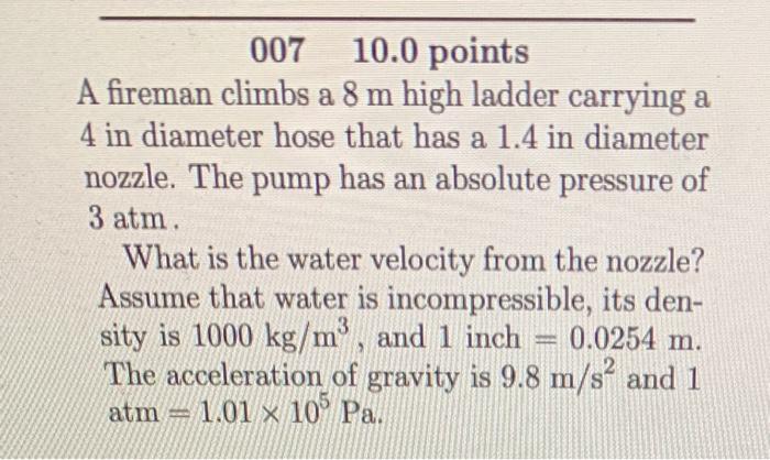 Solved Water flows at speed of 4.2 m/s through a horizontal | Chegg.com