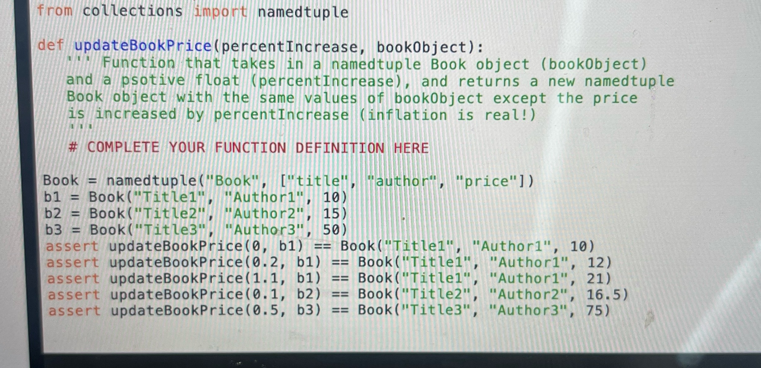Solved from collections import namedtupledef | Chegg.com