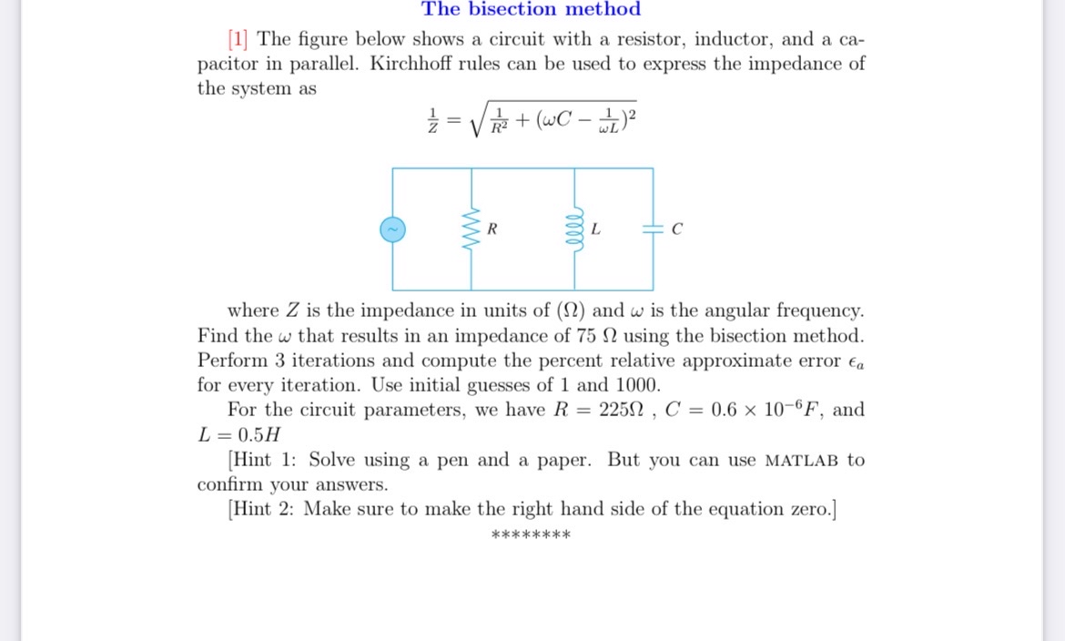 Solved The bisection method[1] ﻿The figure below shows a | Chegg.com