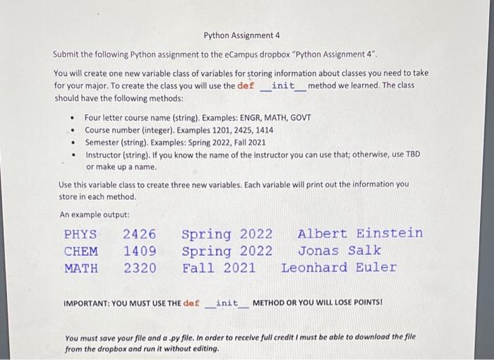 Solved Python Assignment 4 Submit The Following Python 